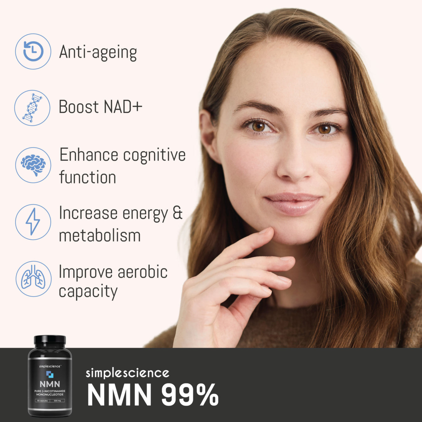 NMN 1000MG | 100% Pure Nicotinamide Mononucleotide | Anti-ageing NAD+ – Simple Science